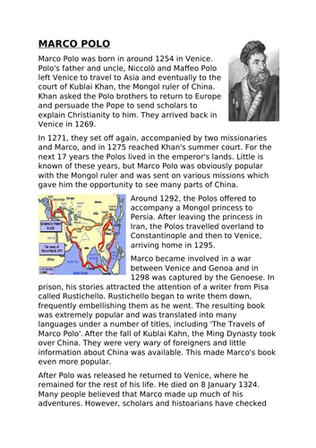 Age of Exploration Marco Polo | Teaching Resources
