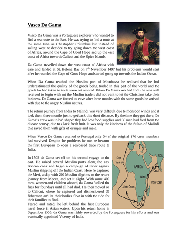Age of Exploration Vasco da Gama | Teaching Resources