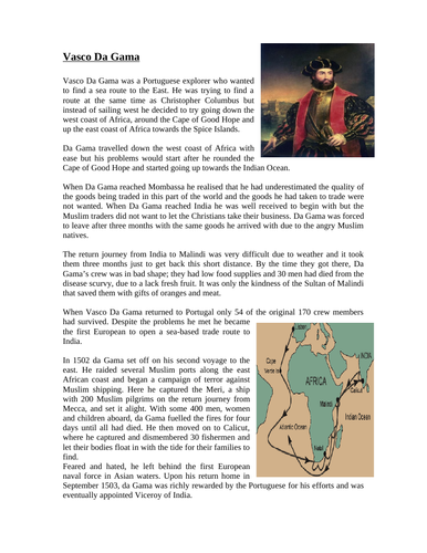 Age of Exploration Vasco da Gama | Teaching Resources