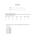 Ascii Worksheet | Teaching Resources