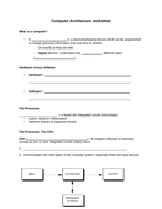 Computer Architecture Worksheet | Teaching Resources