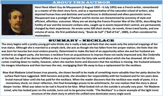 THE NECKLACE - STORY COMPREHENSION - TASKS AND EXERCISES | Teaching ...