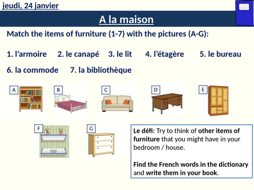 Unit 5 A la maison: home furniture & chores | Teaching Resources