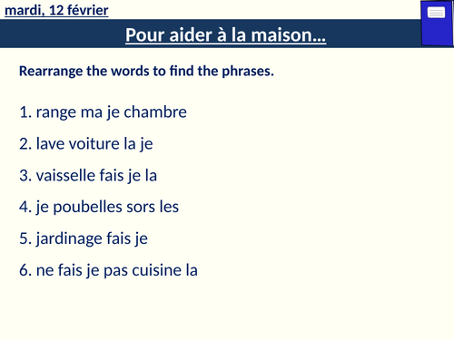 Unit 5 A la maison: home furniture & chores | Teaching Resources