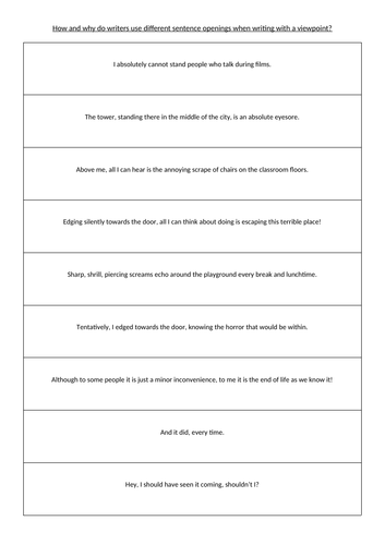 How do writers vary their sentence constructions when writing with a ...