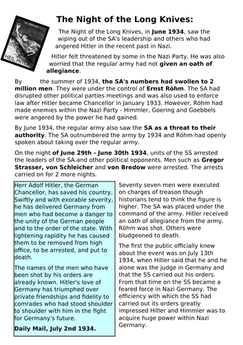 Nazi Germany Night of the Long Knives | Teaching Resources