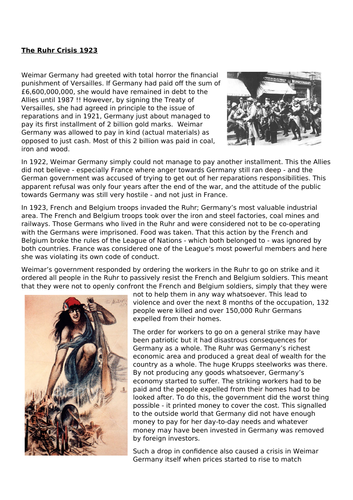 Weimar Germany Ruhr Crisis | Teaching Resources