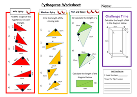 Pythagoras Differentiated Worksheet with Answers | Teaching Resources