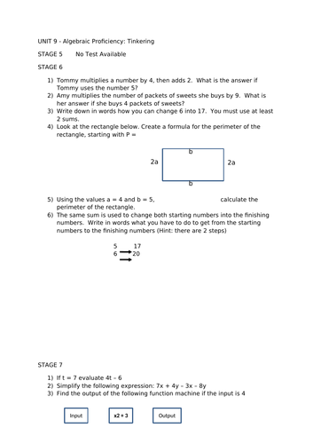Unit 9 Algebra | Teaching Resources