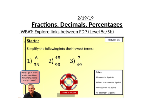 Unit 10 Fractions, Decimals & Percentages | Teaching Resources