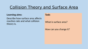 AQA C8.2 Collision theory and surface area | Teaching Resources