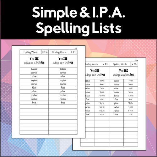 English Spelling and Phonics Pack - Y to IES endings as in babies (iz ...