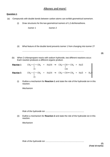 AQA AS level Unit 3 Section 3 Alkenes | Teaching Resources AQA AS level Unit 3 Section 3 Alkenes | Teaching Resources