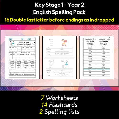 English Spelling and Phonics Pack - Double last letter before endings ...