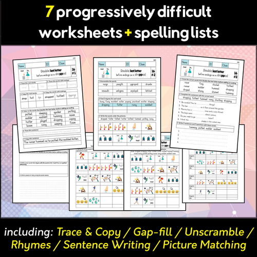 English Spelling and Phonics Pack - Double last letter before endings ...
