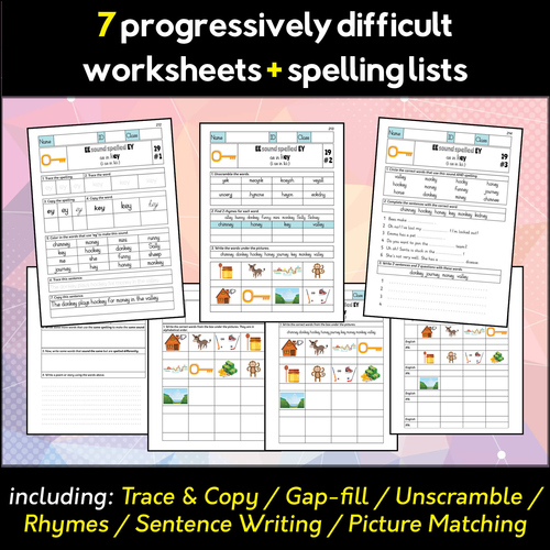 English Spelling and Phonics Pack - EE sound spelled EY as in key (i ...
