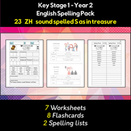 English Spelling and Phonics Pack - ‘ZH’ sound spelled S as in treasure ...