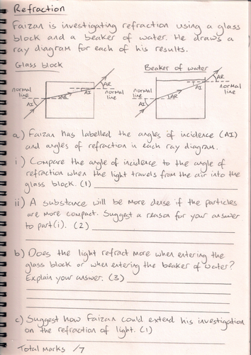 Refraction worksheet | Teaching Resources