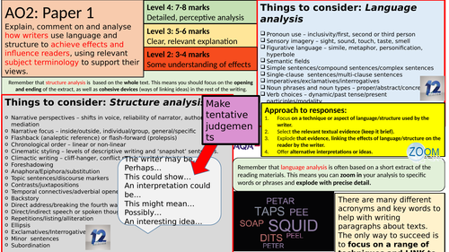 AQA Language paper 1 section A | Teaching Resources