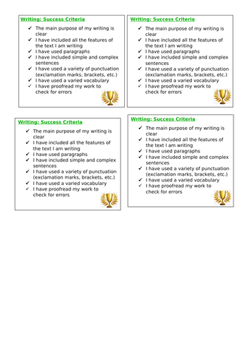 Writing Success Criteria for KS3 | Teaching Resources