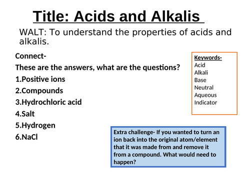 AQA GCSE CHEMISTRY ACIDS, ALKALIS AND PH. | Teaching Resources