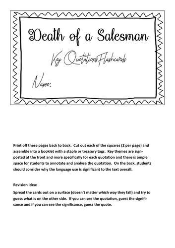 Death of A Salesman Key Quotations Flashcards (AQA A-Level Literature ...