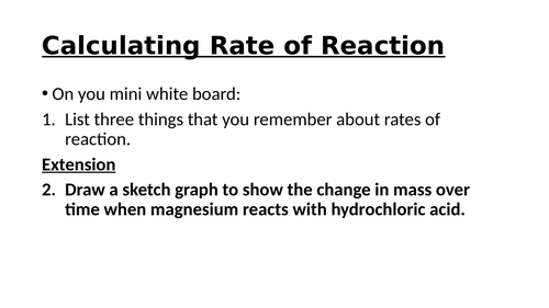 3 Calculating Rates of Reactions | Teaching Resources
