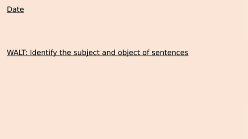 Subject and Object Lesson | Teaching Resources