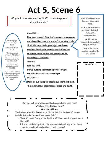 Macbeth: Act 5, Scene 2-6 | Teaching Resources