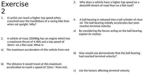 A Level Physics Newton's Laws 3: Terminal Speed | Teaching Resources