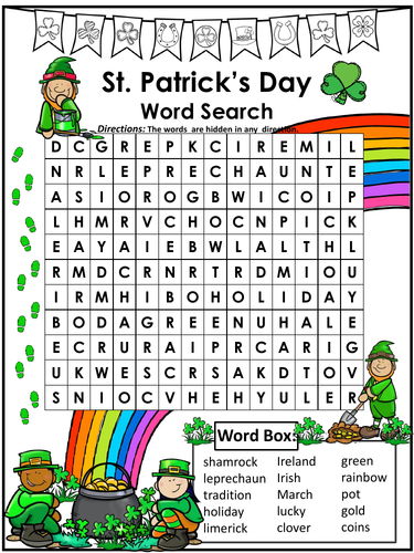 St. Patrick's Day Word Searches - Easy and Hard | Teaching Resources