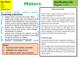 AQA KS4 GCSE Physics (Science) Motor Effect Lesson & Activities ...