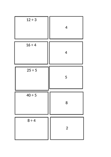 Division based interactive card sort activity | Teaching Resources