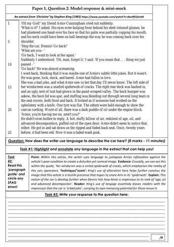 AQA: Paper 1, Q2: Mini-mock sheet & walkthrough! (Perfect independent ...