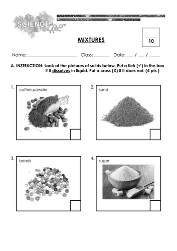 Mixtures (Worksheet & AK) | Teaching Resources