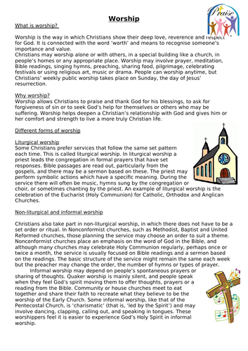 Worship - Lesson 1 Christian Practices | Teaching Resources