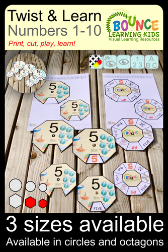 Twist & Learn number wheels: Octagons (large) | Teaching Resources