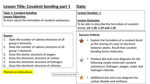 Covalent bonding - lesson material including full lesson stage sheets ...