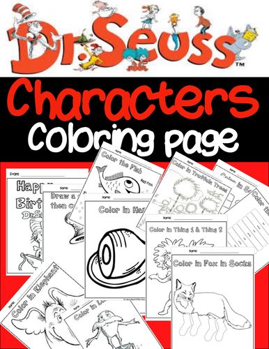 Dr. Seuss Inspired Coloring Pages | Teaching Resources