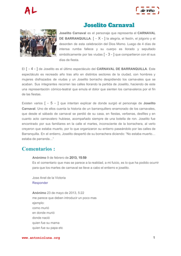 Reading Comprehension - Paper 2 - Spanish Ab Initio - Festivales y ...