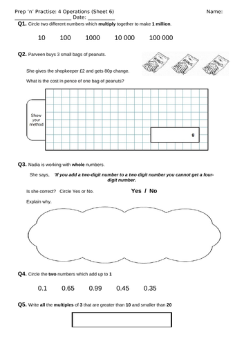 Y6 SATs homework - Six weeks, 24 documents ' Prep and Practise ...