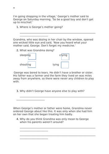 George's Marvellous Medicine Chapter 1 Comprehension | Teaching Resources