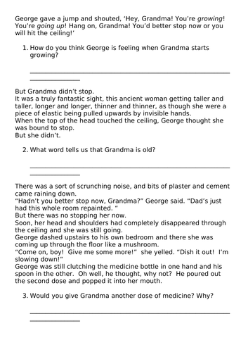 George's Marvellous Medicine Chapter 7 Comprehension | Teaching Resources