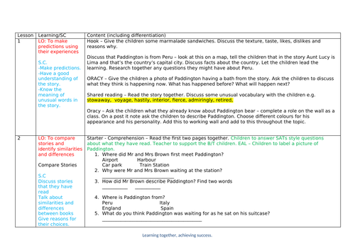 Paddington Bear getting to know the story planning | Teaching Resources