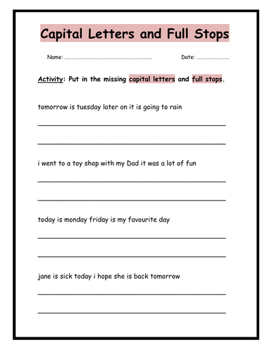 Capital Letters and Full Stops - 2 activity booklets | Teaching Resources