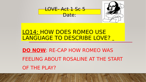 Romeo and Juliet SOW- 21 lessons | Teaching Resources