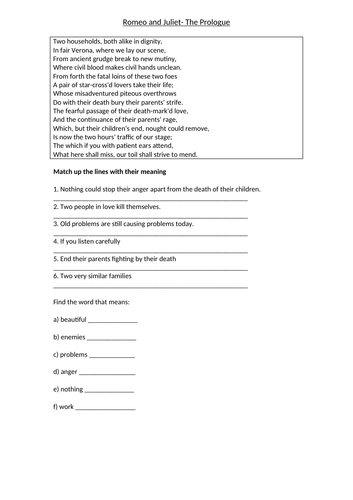 Romeo and Juliet SOW- 21 lessons | Teaching Resources