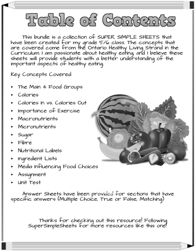 Healthy Eating Unit Bundle | Teaching Resources