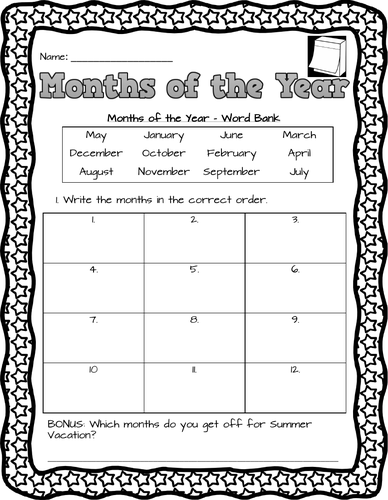Math - Months of the Year | Teaching Resources