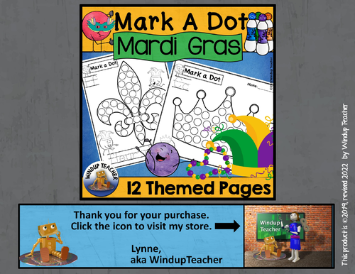 Mardi Gras Bingo Dot Dauber Worksheets - Do-A-Dot Marker Printable ...